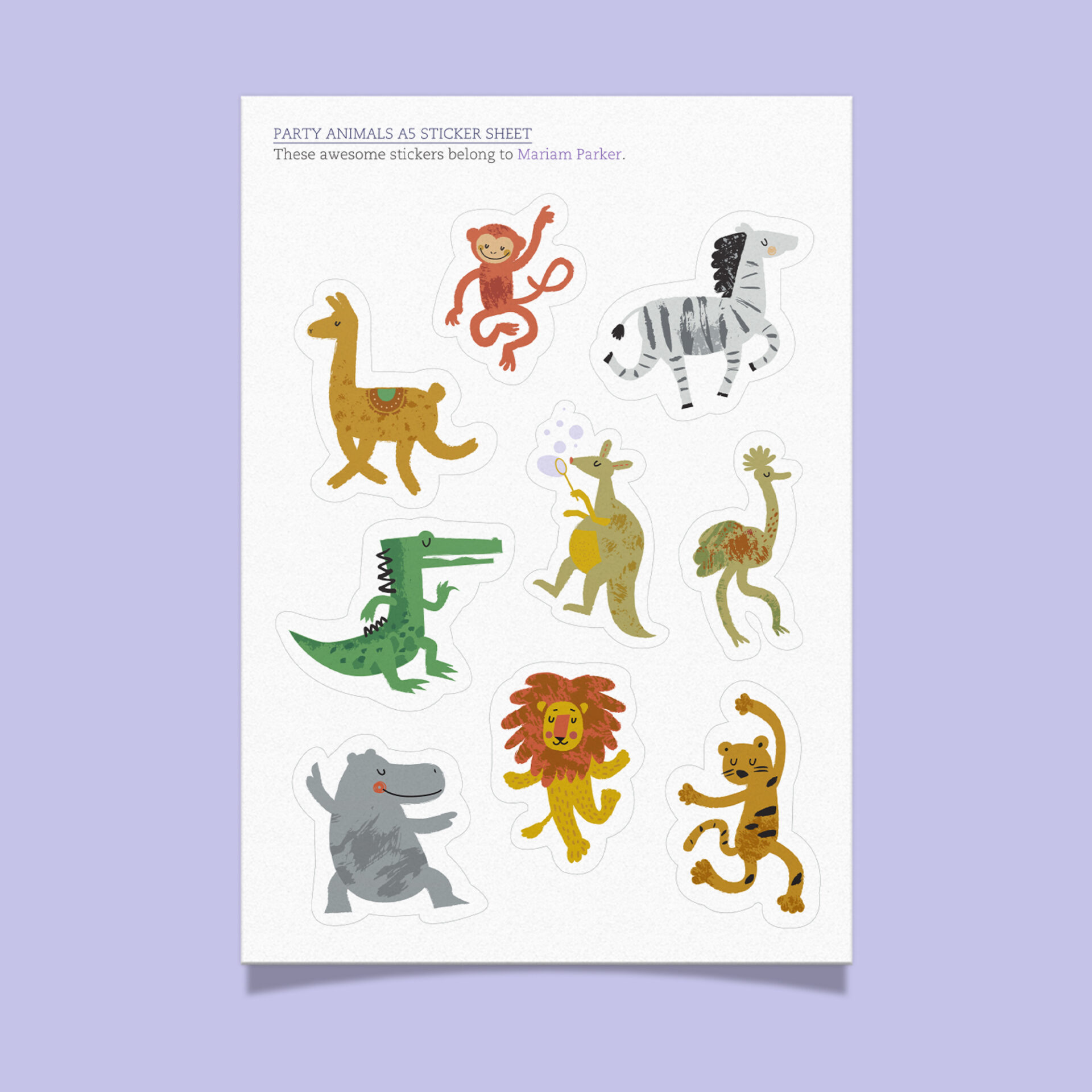 A5 sticker sheet – party animals (4 Pack) | PRINT N DELIVER
